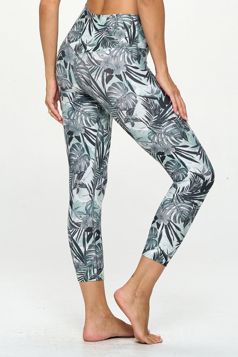 Kate - Sage Tropical - Cross Over - Capri Legging (High-Waist) – EVCR